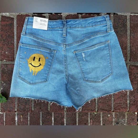 Handmade | Shorts | Hand Painted Drippy Smiley Face Shorts | Poshmark